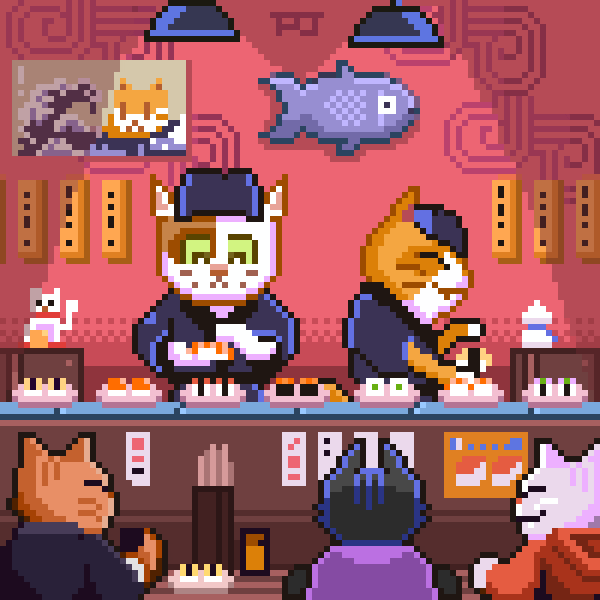 8-bit Sushi Cats Art GIF | GIFDB.com