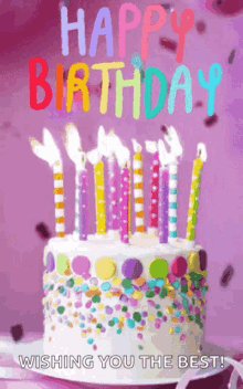 Adorable Colorful Cake And Candles Happy Birthday To You GIF | GIFDB.com