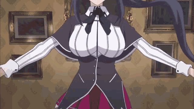 Akeno Himejima Points Up Teaching Cute Wink