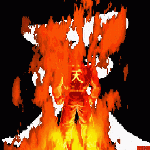 Akuma Turning Back On Fire GIF | GIFDB.com