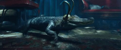 Alligator Loki Chewing Food Walking Marvel Disney GIF | GIFDB.com