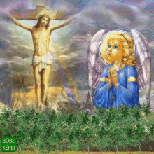 Angel Praying To Jesus He Has Risen GIF | GIFDB.com
