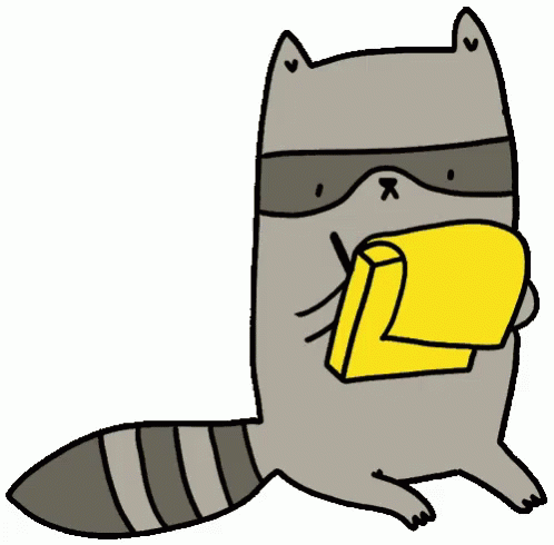 Animated Cute Raccoon Taking Notes Down GIF | GIFDB.com