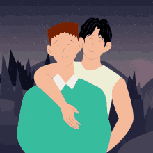 Animated Gay Love Couple Back Hug Smiling GIF | GIFDB.com