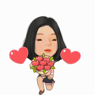 Animated Girl Giving Valentine Day Gifts GIF | GIFDB.com