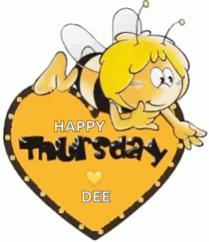 Animated Happy Thursday Bee Yellow Hearts GIF | GIFDB.com
