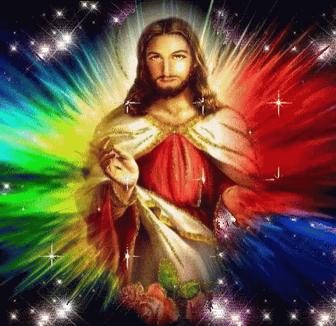 Animated Jesus In Sparkling Background GIF | GIFDB.com