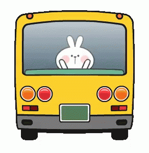 Animated School Bus Cute Bunny Waving Bye GIF | GIFDB.com