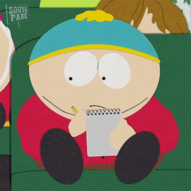 Animated Sitcom South Park Eric Cartman Taking Notes