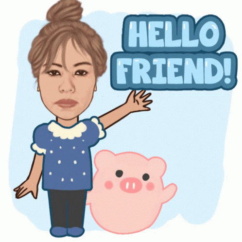 Animated Woman And Pig Hi Hello GIF | GIFDB.com
