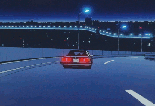 Anime Night Drive Highway GIF | GIFDB.com