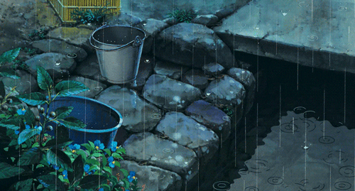 Anime Rain Cobblestone Garden GIF | GIFDB.com