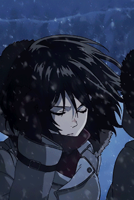 Aot Mikasa Standing In Snow GIF | GIFDB.com