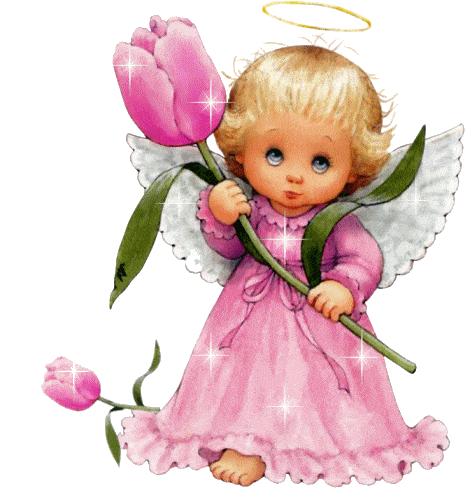 Baby Angel Holding A Flower GIF | GIFDB.com
