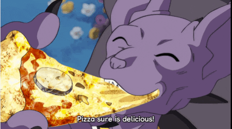 Beerus God Of Destruction Enjoys Eating Pizza GIF | GIFDB.com