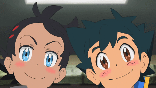 Blushing Ash And Goh Pokemon GIF | GIFDB.com