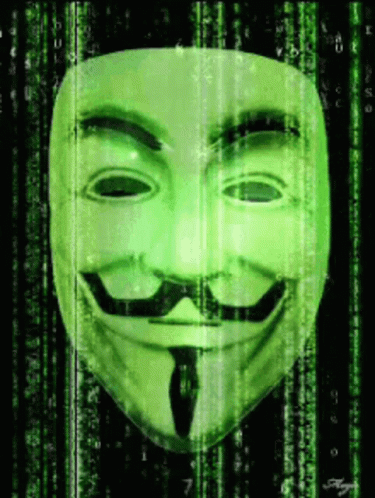 Creepy Anonymous Neon Green Hacker Face GIF | GIFDB.com