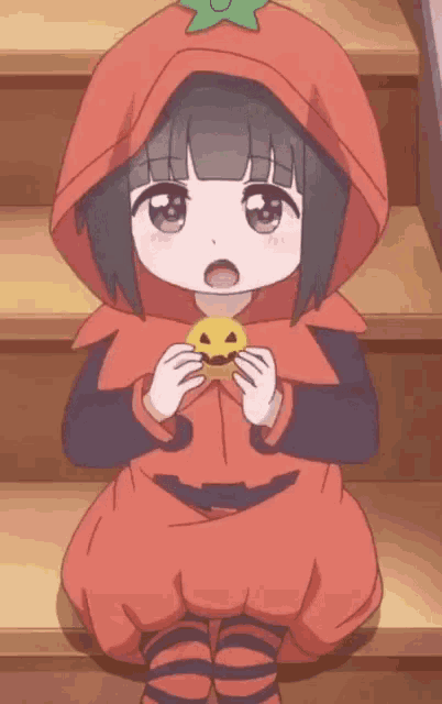 Cute Anime Wataten Yu-chan Munching GIF | GIFDB.com