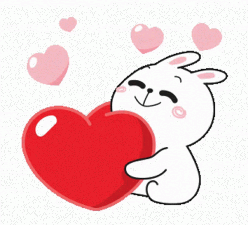 Cute Cheer Rabbit Animated Heart Hug GIF | GIFDB.com