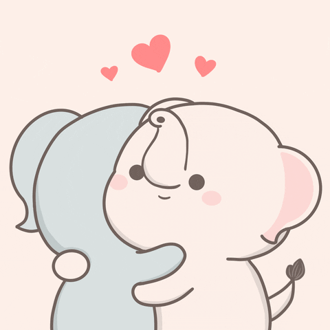 Cute Kawaii Cartoon Elephants Hugging GIF | GIFDB.com