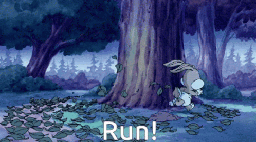 Cute Little Bugs Bunny Running Around The Tree GIF | GIFDB.com