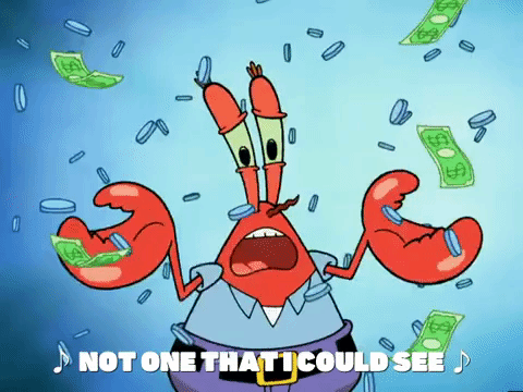 Disappointed Mr Krabs Raining Money GIF | GIFDB.com