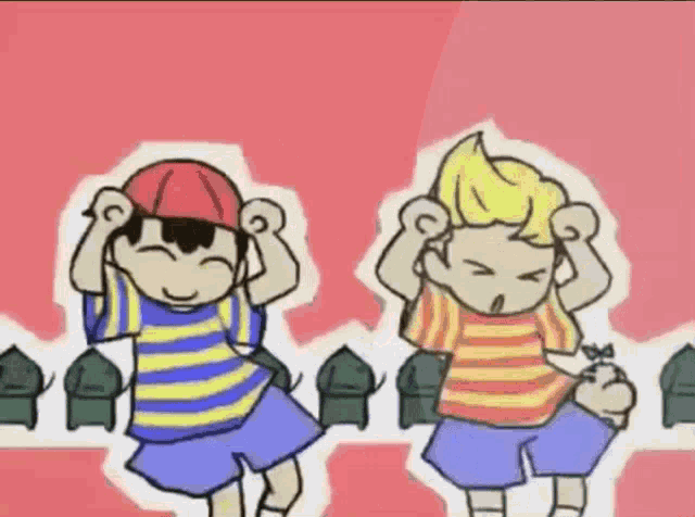 Earthbound Ness Lucas Dancing GIF | GIFDB.com