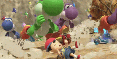 Earthbound Ness Yoshi Run GIF | GIFDB.com