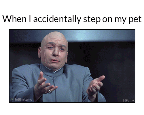 Emotional Dr. Evil Accidentally Step On Pet GIF | GIFDB.com