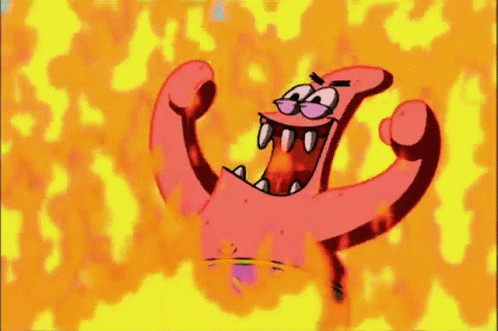 Evil Laugh Patrick Star Fire GIF | GIFDB.com