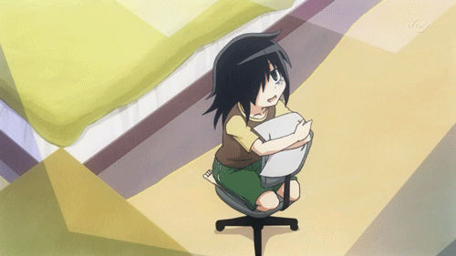 Excited Anime Girl Tomoko Spinning On Chair GIF | GIFDB.com