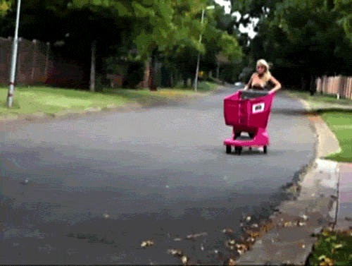 Fail Shopping Cart Girl GIF | GIFDB.com