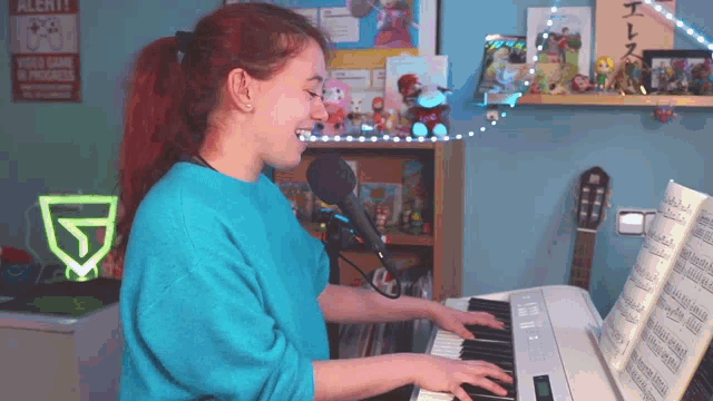 Feliz Lunes Smiling Woman Playing Organ Piano GIF | GIFDB.com