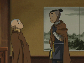 Fictional Characters Avatar Aang And Sokka Bowing GIF | GIFDB.com
