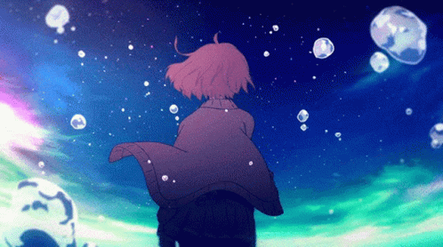 Floating Bubbles Anime Scenery GIF | GIFDB.com