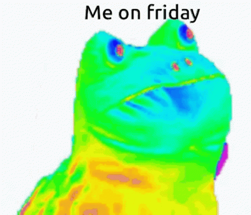 Fluorescent Rainbow Frog Dancing Me On Friday Meme GIF | GIFDB.com