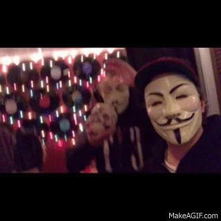 Funny Anonymous Hacker Mask Weird Party Jam GIF | GIFDB.com
