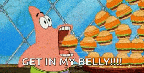 Get In My Belly Patrick Star Burger Binge GIF | GIFDB.com
