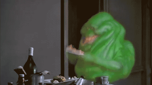 Ghostbusters Slimer Pig Out GIF | GIFDB.com