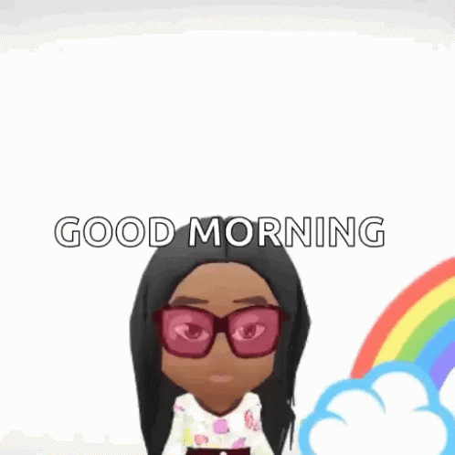 Good Morning Happy Wednesday Girl Emoji Rainbow Clouds GIF | GIFDB.com