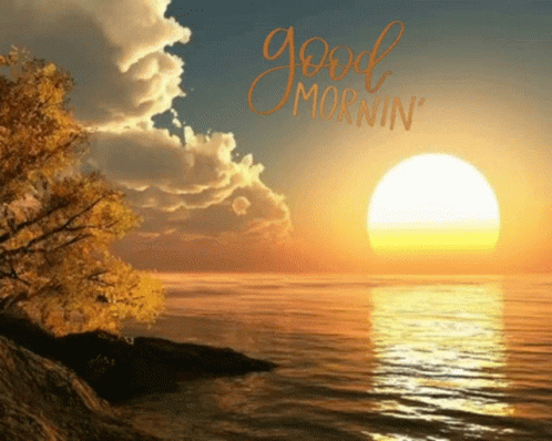 Good Morning Sunrise Golden Sea Clouds Reflection GIF | GIFDB.com