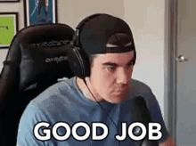 Guy Wearing Headset Great Work GIF | GIFDB.com