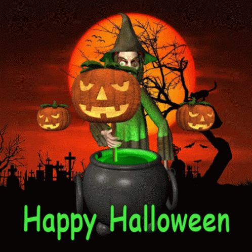 Halloween Witch Stirs Pot GIF | GIFDB.com