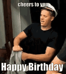 Happy Birthday Cheers Captain Tasting Wine GIF | GIFDB.com