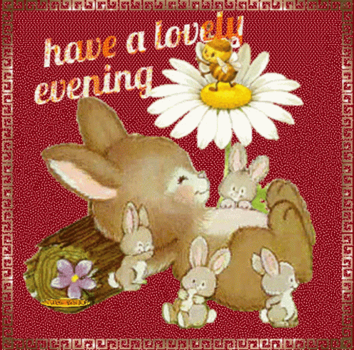 Have A Lovely Good Evening Rabbit Flowers GIF | GIFDB.com