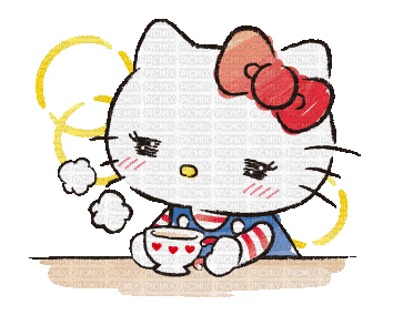 Hello Kitty Drinking Hot Coffee GIF | GIFDB.com