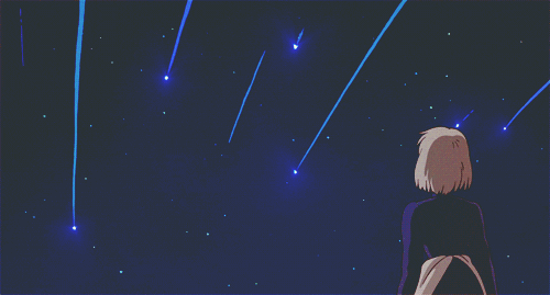 Howl's Moving Castle Falling Stars Sky GIF | GIFDB.com