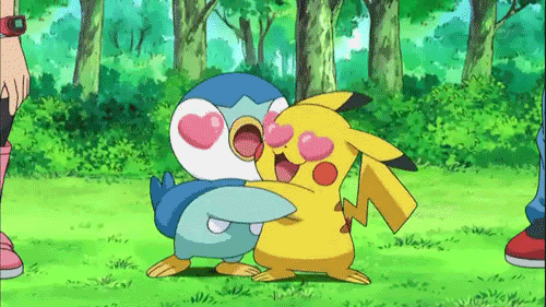 Hugging Piplup Pikachu