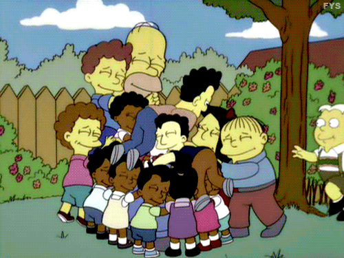 Hugs Teamwork Support Pile On The Simpsons GIF | GIFDB.com