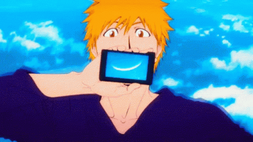 Ichigo Kurosaki Smiling Happy Smartphone Anime GIF | GIFDB.com